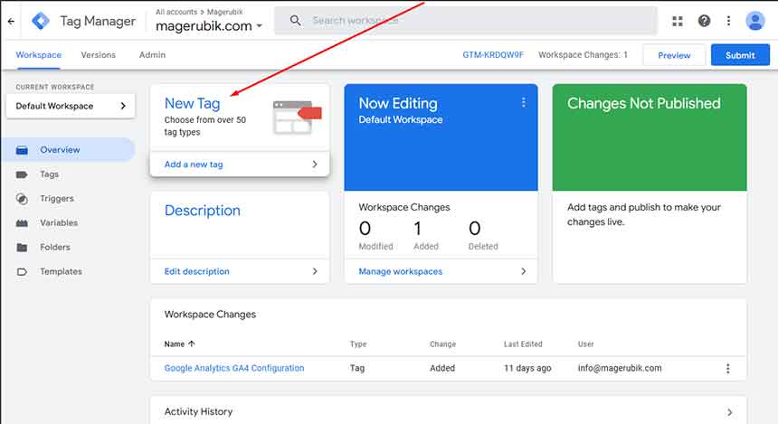 setting up Google Analytics 4 using Google Tag Manager | MageRubik